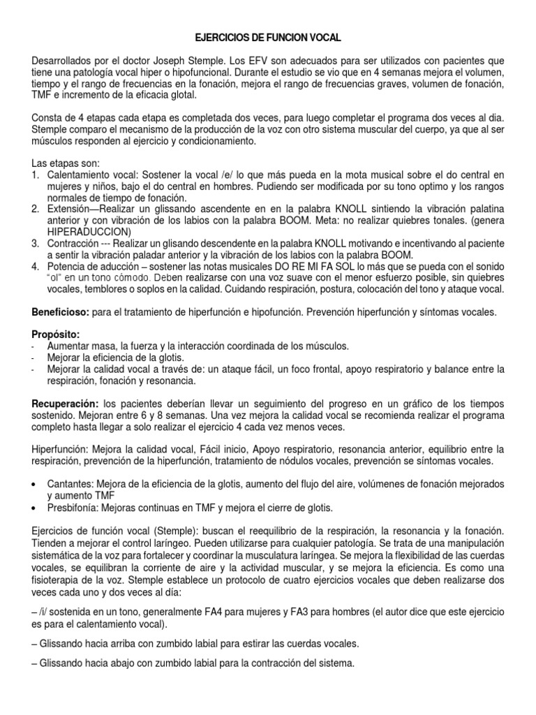 Base Teórica Ejercicios de Función Vocal | PDF | Vocal | Salud y bienestar