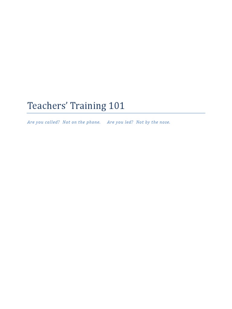 Teachers Training 101 | PDF | Jesus | Classroom