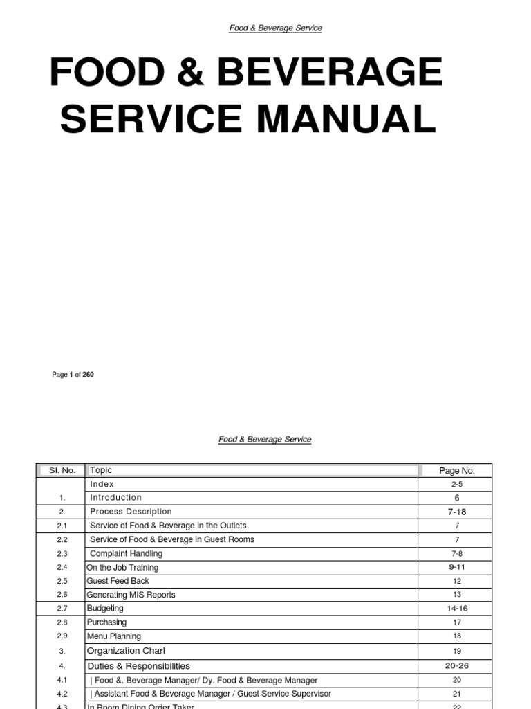 F & B Manual | PDF | Menu | Expense