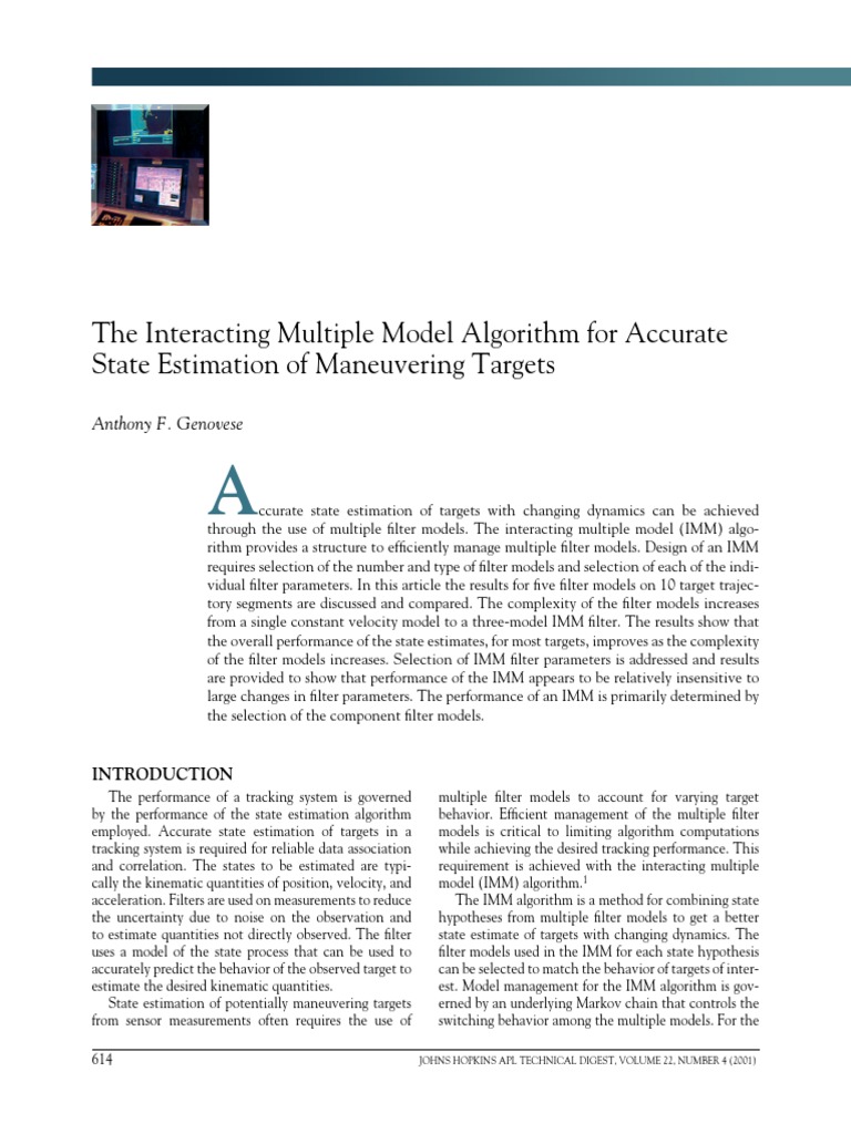 The Interacting Multiple Model Algorithm For Accurate State Estimation Pdf Kalman Filter