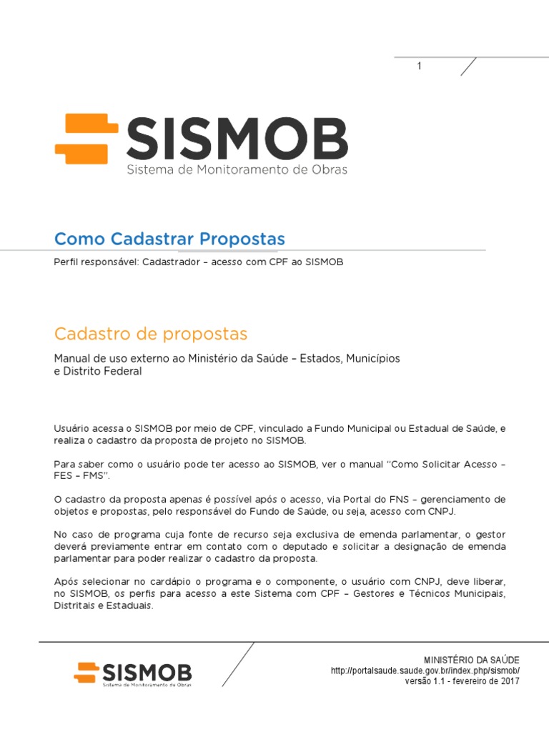 SISMOB Como Cadastrar Propostas FES FMS | PDF | Business