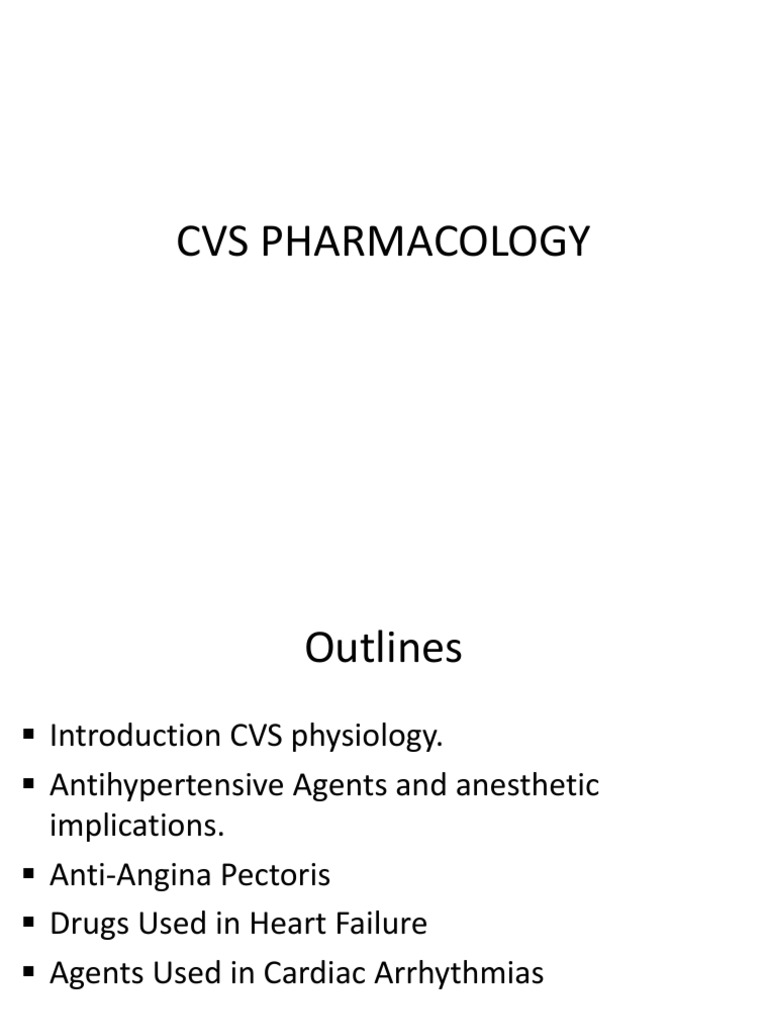 Cvs Pharmacology | PDF | Coronary Circulation | Heart