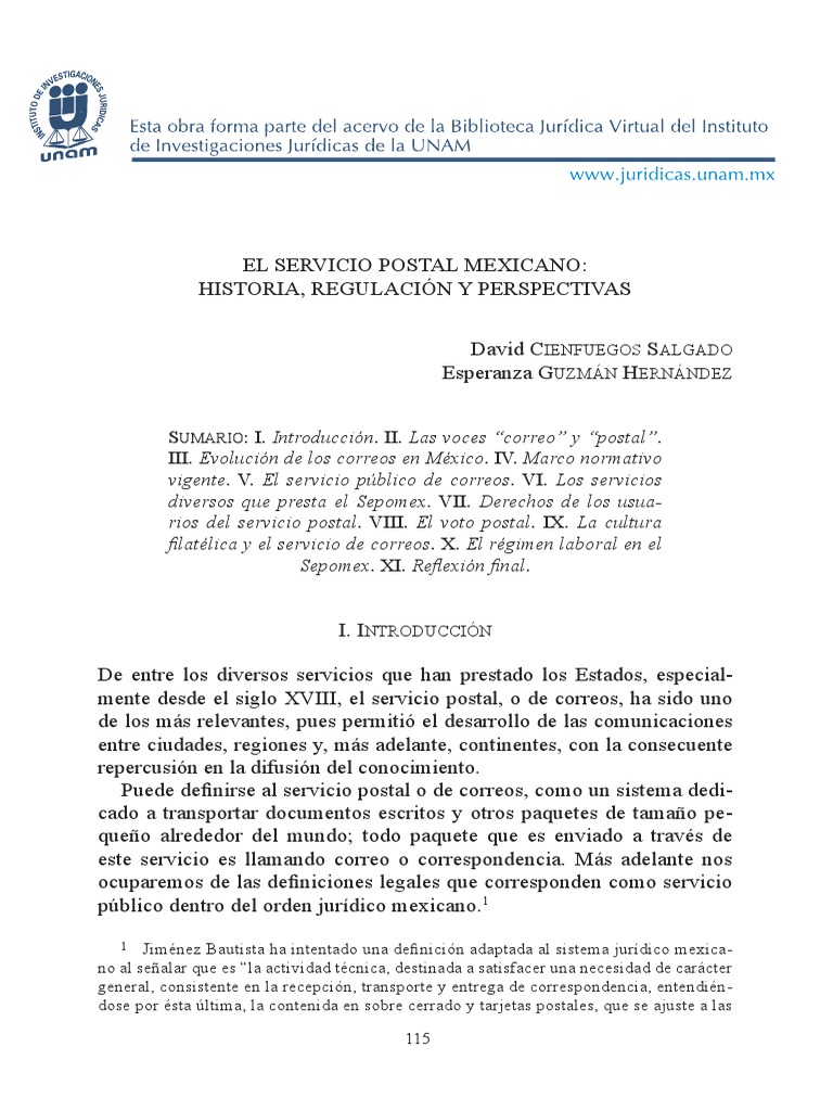 El Servicio Postal Mexicano, Historia, Regulación y Perspectivas PDF ...