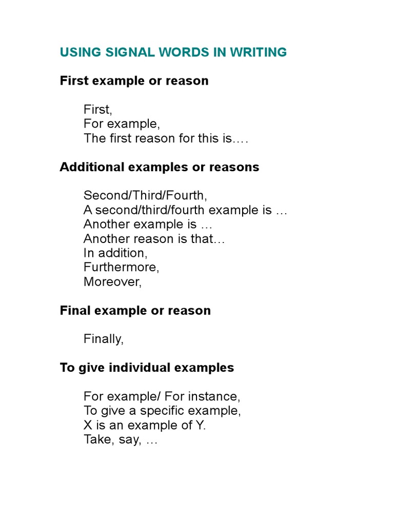 Toefl - Signal Words in Writing | PDF