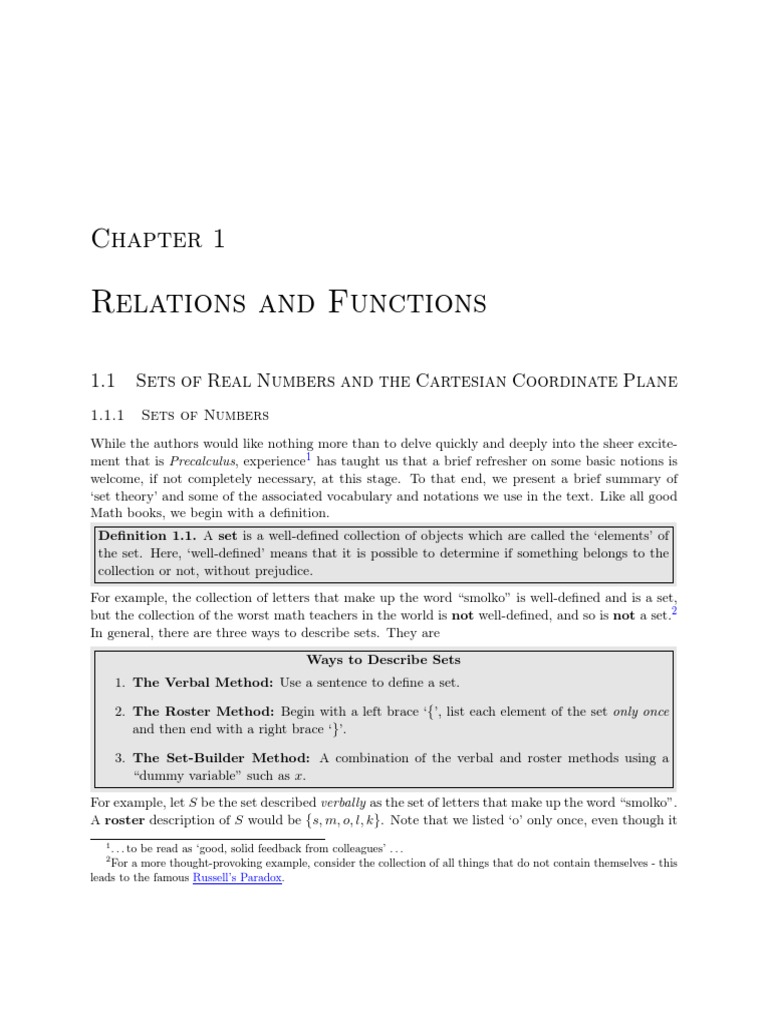 Chapter 1 PDF | Download Free PDF | Cartesian Coordinate System | Set ...