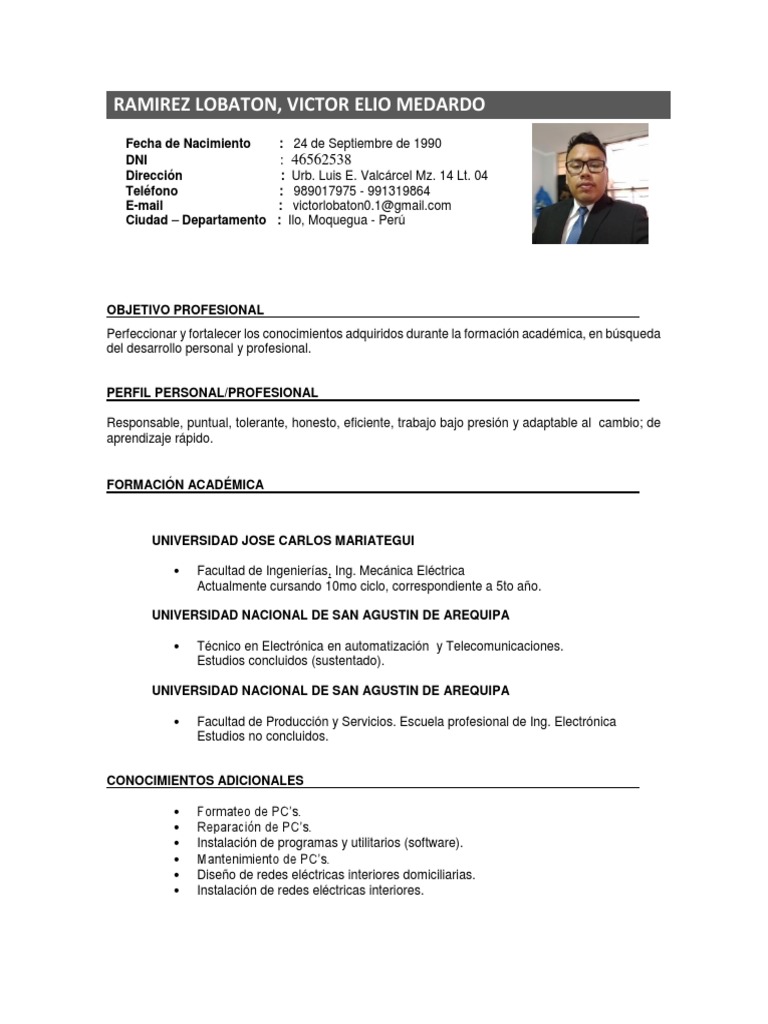 CV de Víctor Elio Medardo Ramírez | PDF | Microsoft | Tecnología digital