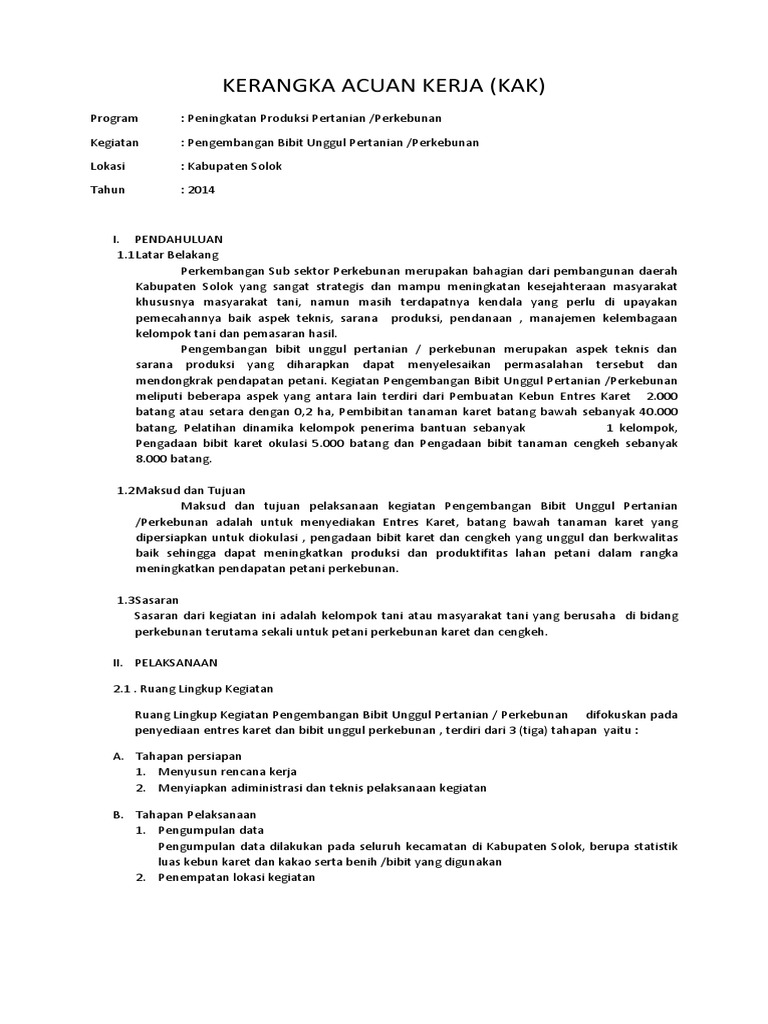 Kerangka Acuan Kerja | PDF