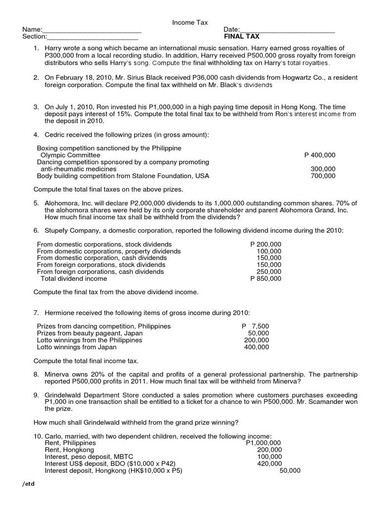 Final Tax PDF | PDF | Withholding Tax | Dividend