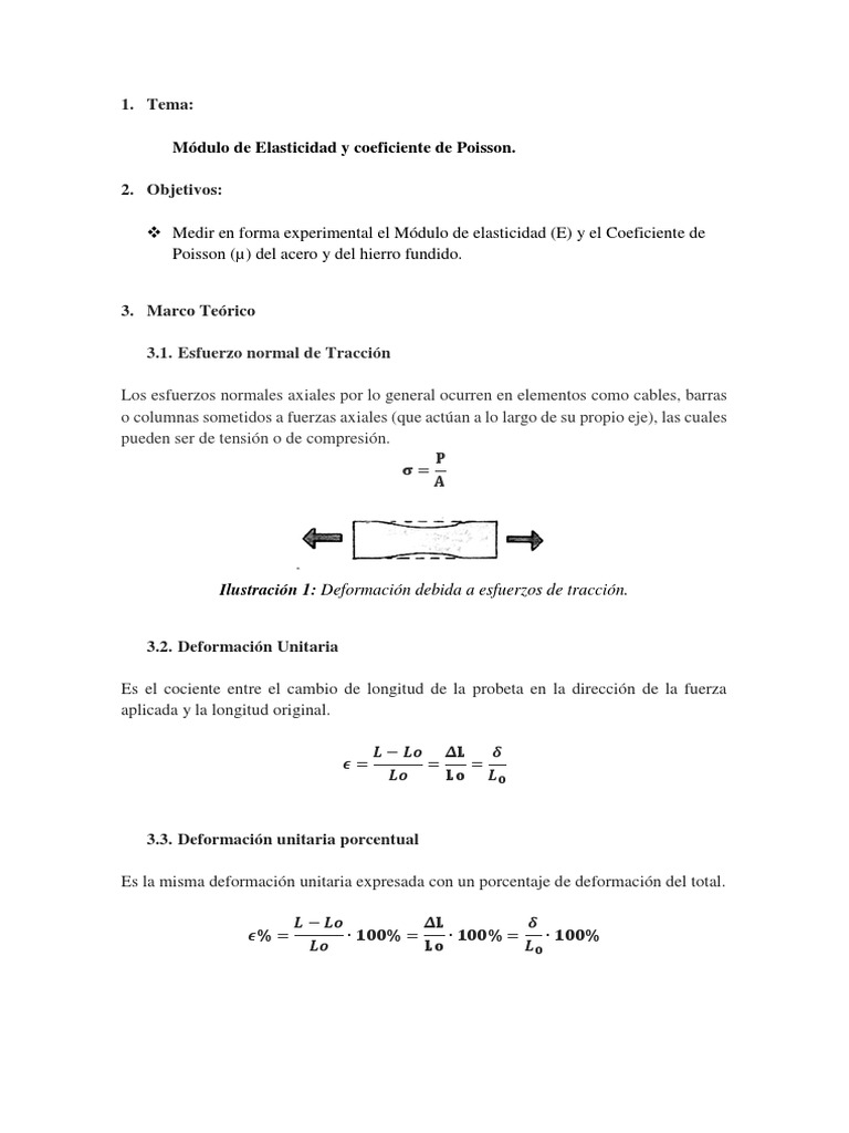 Módulo de Elasticidad y Coeficiente de Poisson | PDF | Elasticidad ...