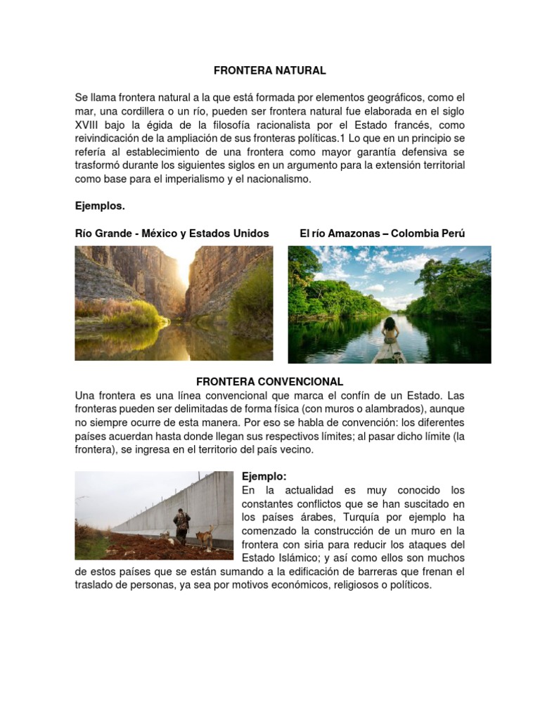 Fronteras Naturales: Definición y Ejemplos | PDF | Estado (política ...
