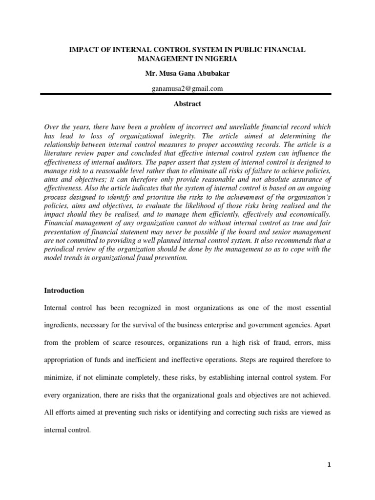 Jurnal Internasional 1 | PDF | Internal Control | Goal