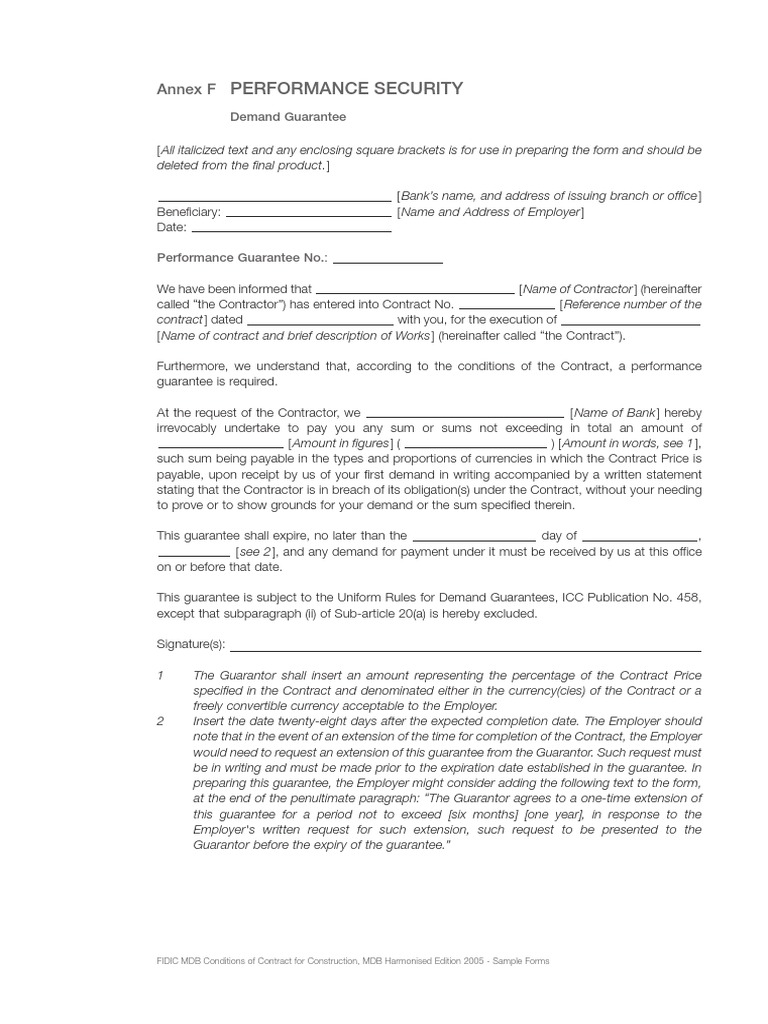 Performance Security Format | PDF | Guarantee | Contract Law