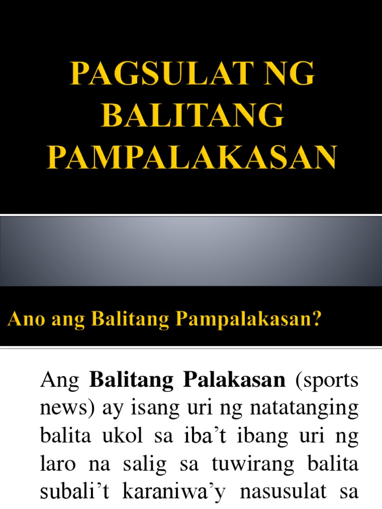 Pagsulat NG Balitang Isports | PDF