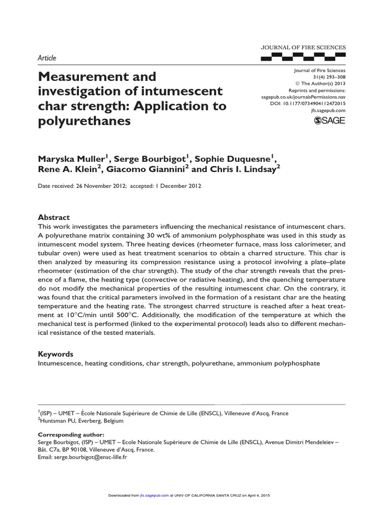 Intumescent Char Strength Analysis | PDF | Polyurethane | Temperature