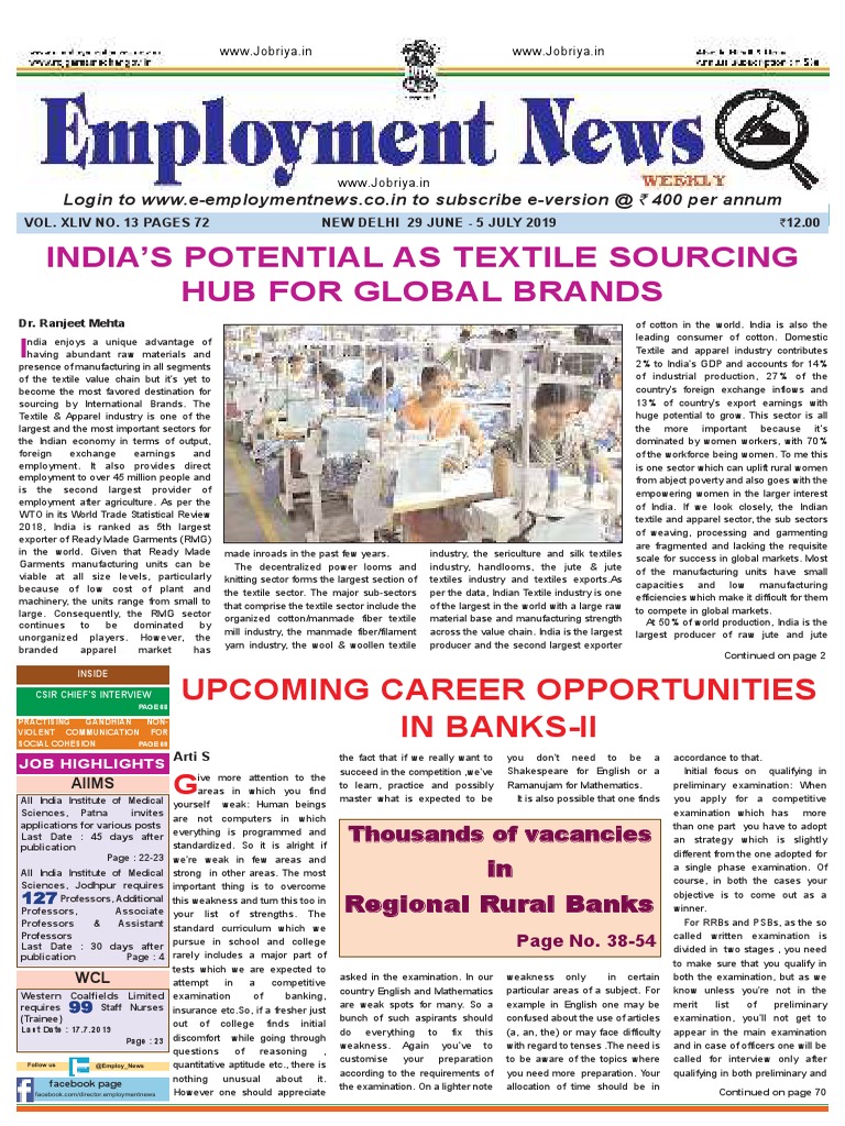 Employment Newspaper First Week of July 2019 PDF | PDF | Economy Of ...