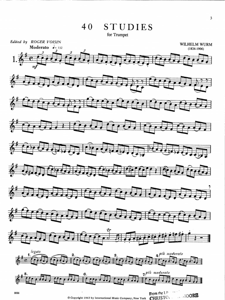 Wilhelm Wurm - 40 Studies For Trumpet PDF | PDF