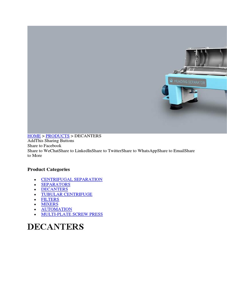 Overview of Decanter Centrifuge Components and Designs for Separation ...