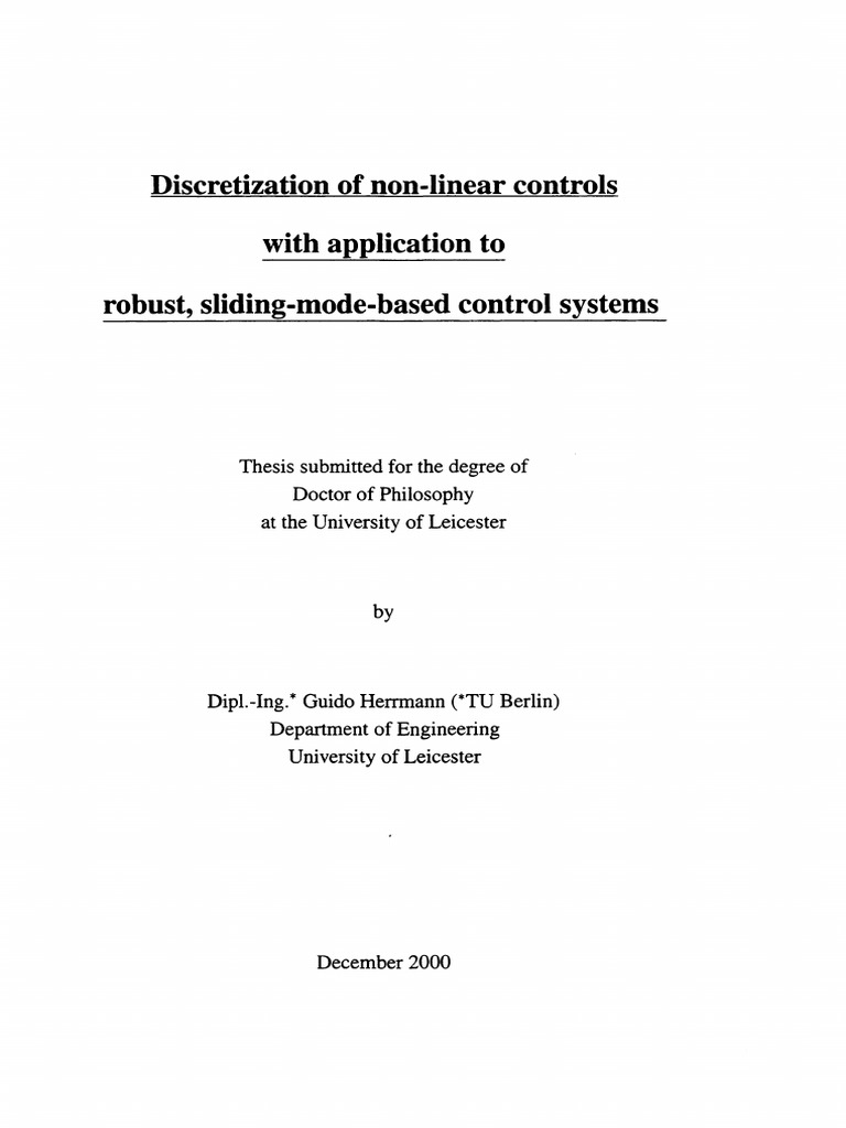 Discretization of Non-Linear Controls With Application To Robust, Sliding-Mode-Based Control ...
