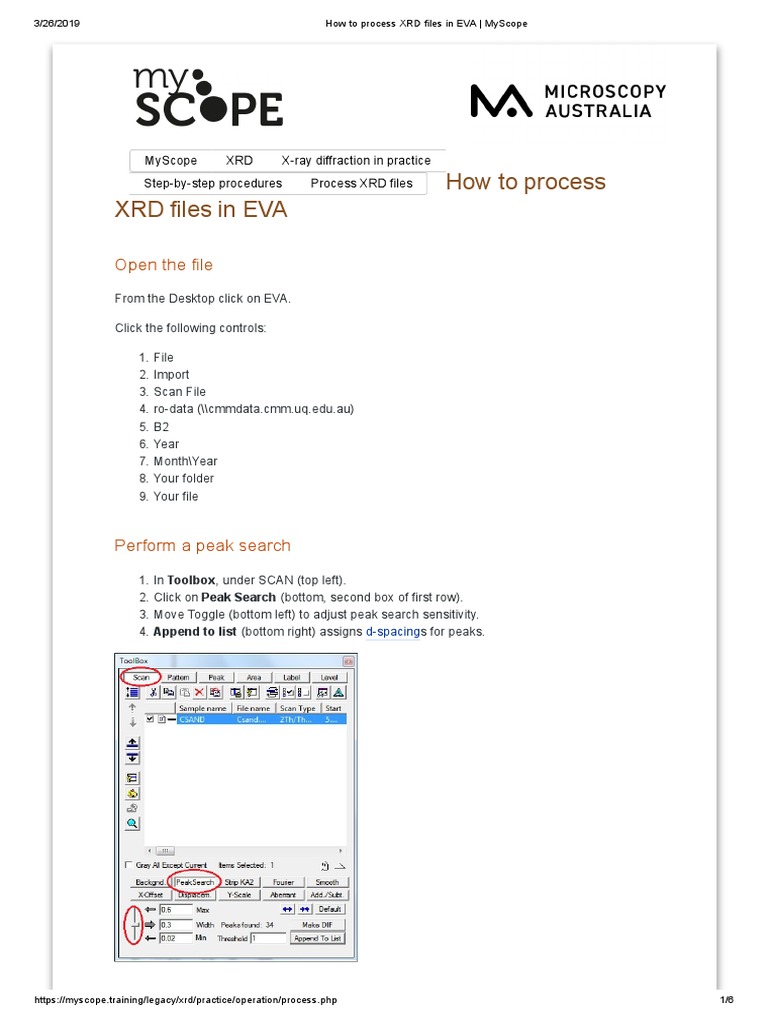 How To Process XRD Files in EVA | PDF | X Ray Crystallography | Printer ...