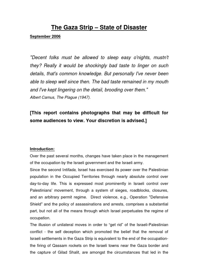 Physicians For Human Rights-Israel: The Gaza Strip - State of Disaster ...