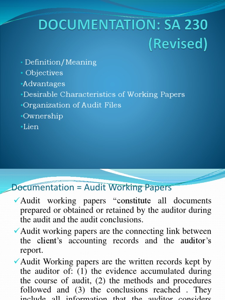 Documentation SA 230 R | PDF | Internal Control | Audit