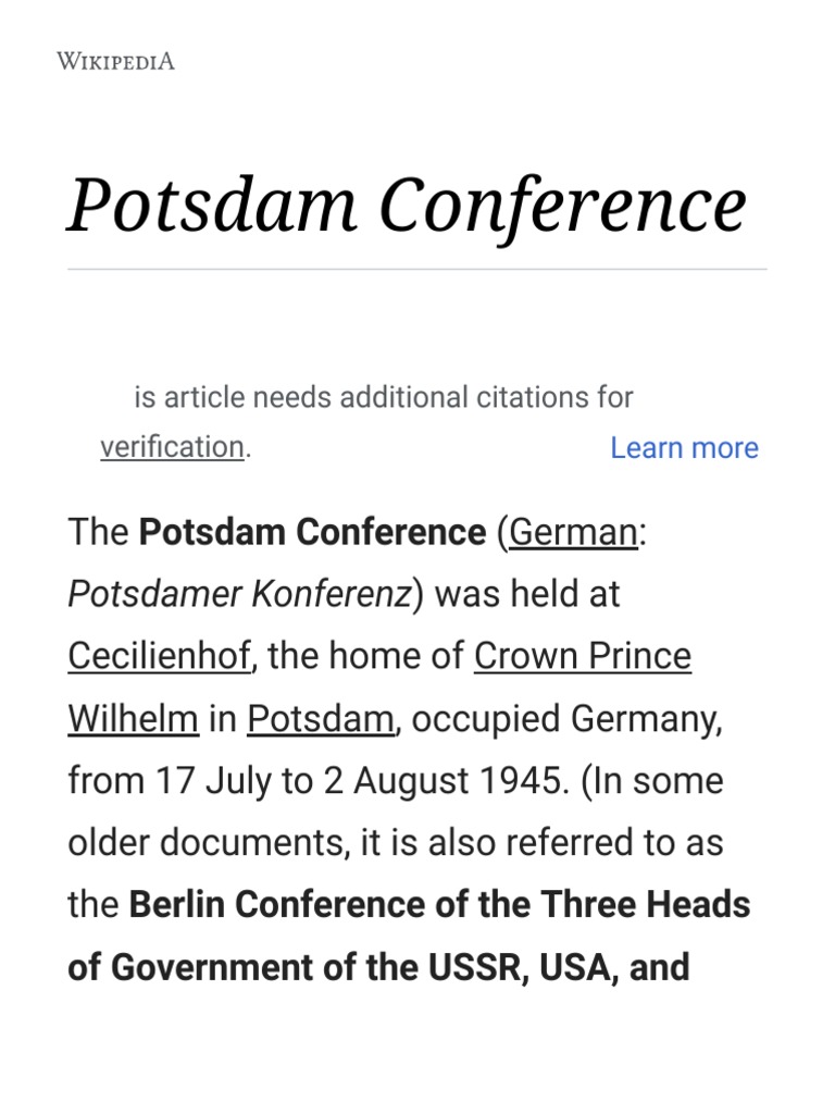 Potsdam Conference - Wikipedia | PDF | International Relations | World ...