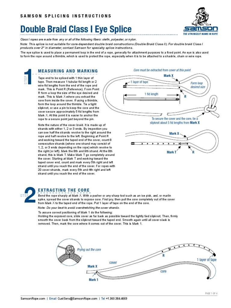 Double Braid Class I Eye Splice: Measuring and Marking | PDF | Rope ...