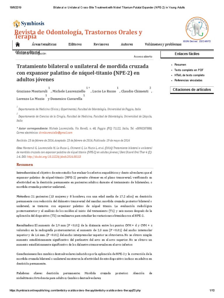 1 - Bilateral or Unilateral Cross-Bite Treatment With Nickel Titanium ...