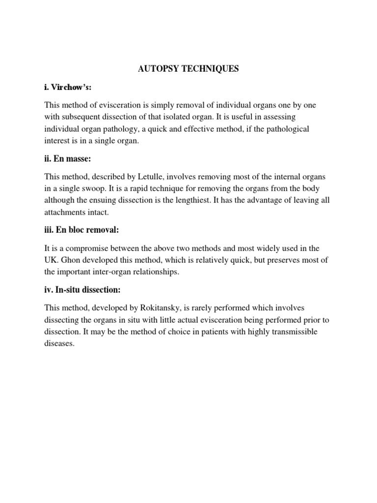 Autopsy Techniques Explained | PDF