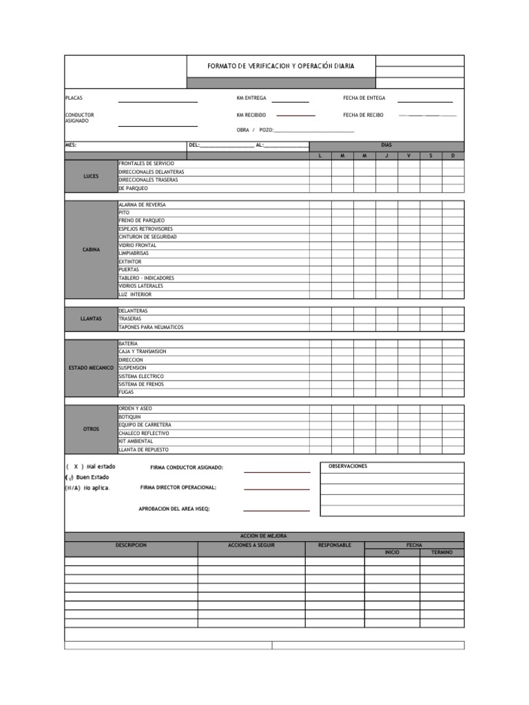 Verificacion y Operacion Diaria de Vehiculos | PDF | Vehículos ...
