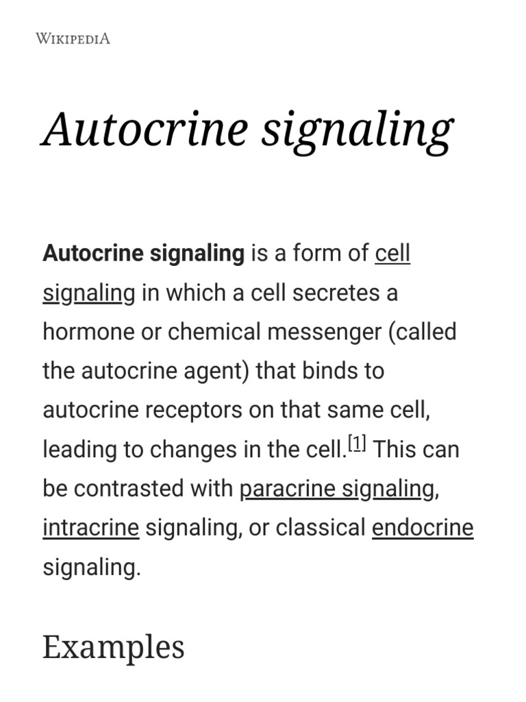 Autocrine Signaling | PDF