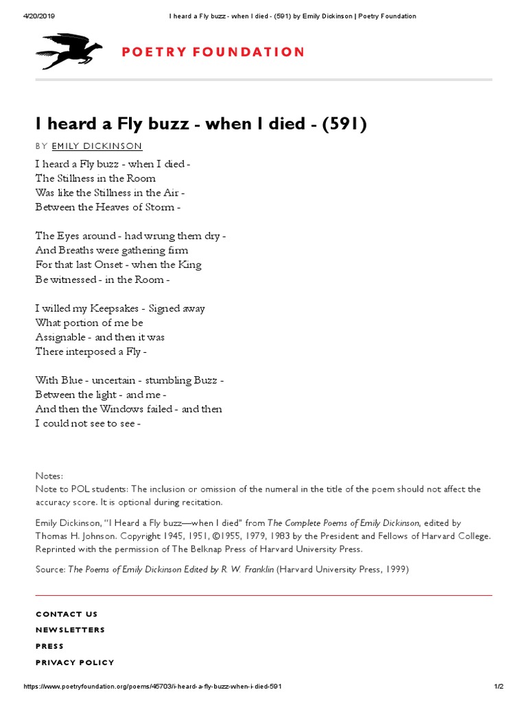 I Heard a Fly Buzz - When I Died - (591) by Emily Dickinson _ Poetry ...