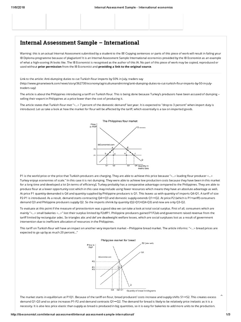 Internal Assessment Sample - International Economics (Commentary Only ...