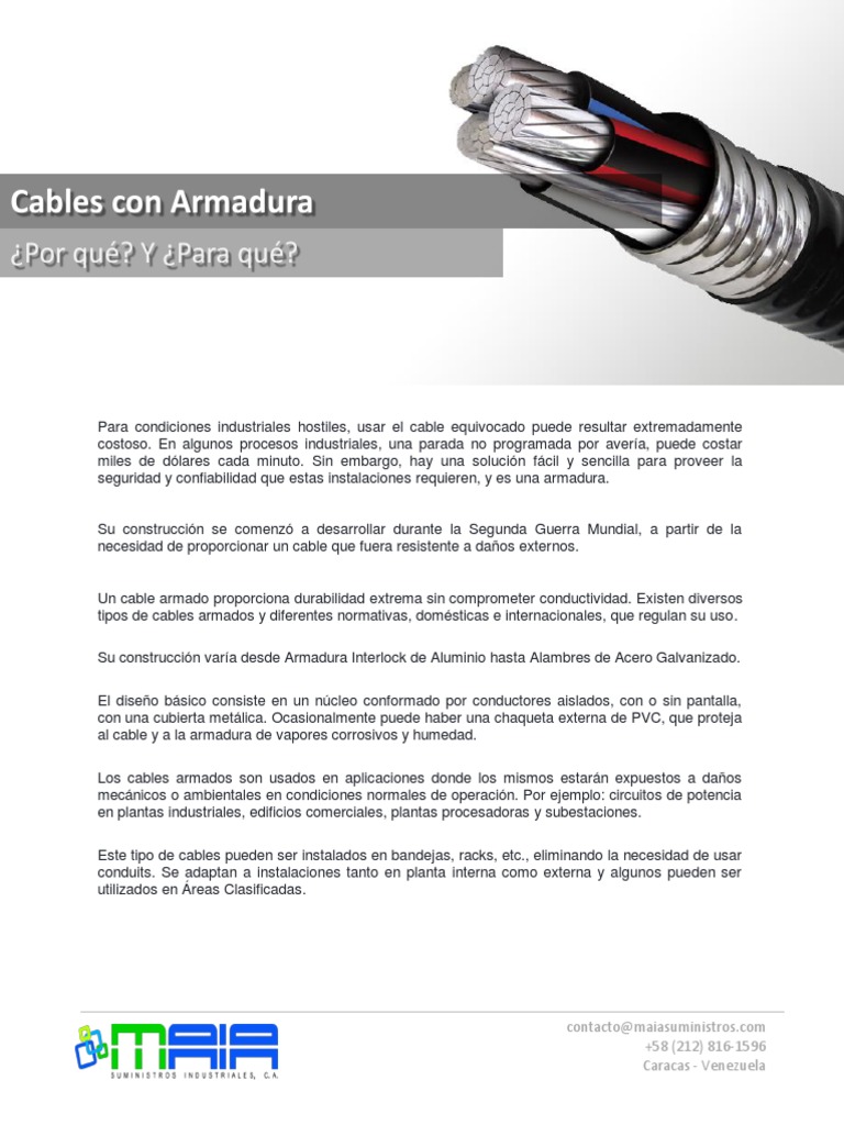 Cables Armados: Durabilidad y Aplicaciones | PDF | Acero | Aluminio