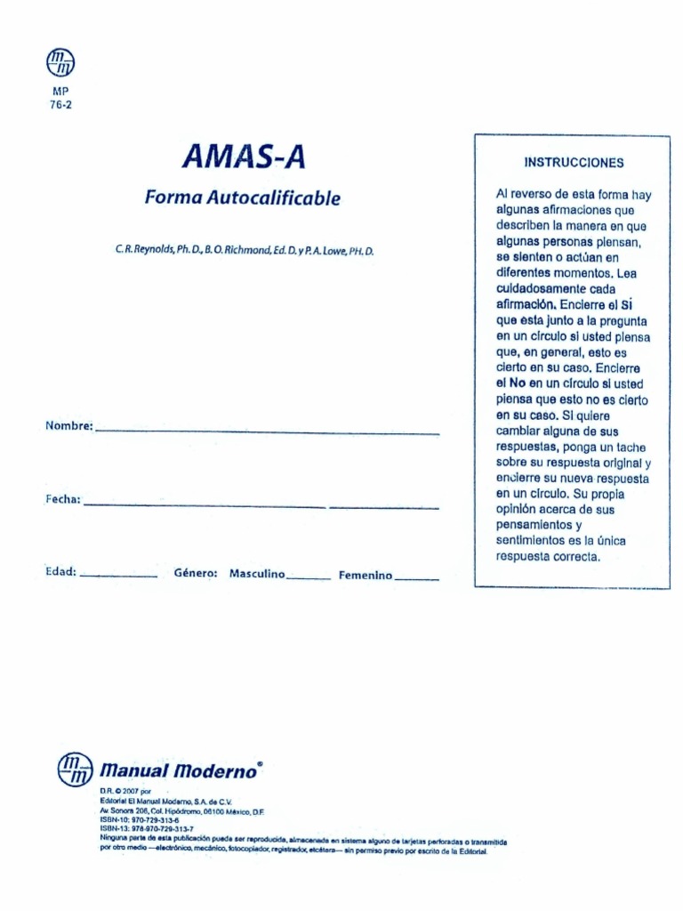 AMAS Forma Autocalificable AMAS-A (MP 76-2) | PDF