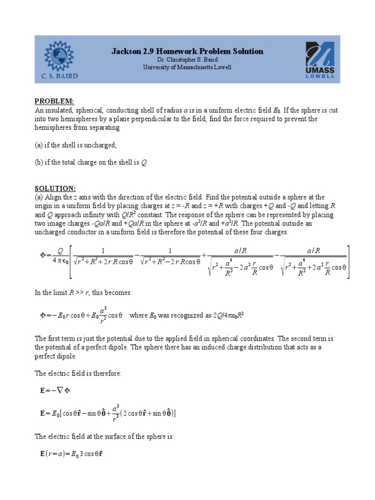 Jackson 2.9 Homework Problem Solution | PDF | Sphere | Dipole