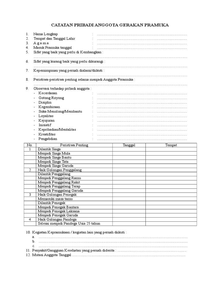 4 Buku Catatan Pribadi Anggota Gerakan Pramuka | PDF