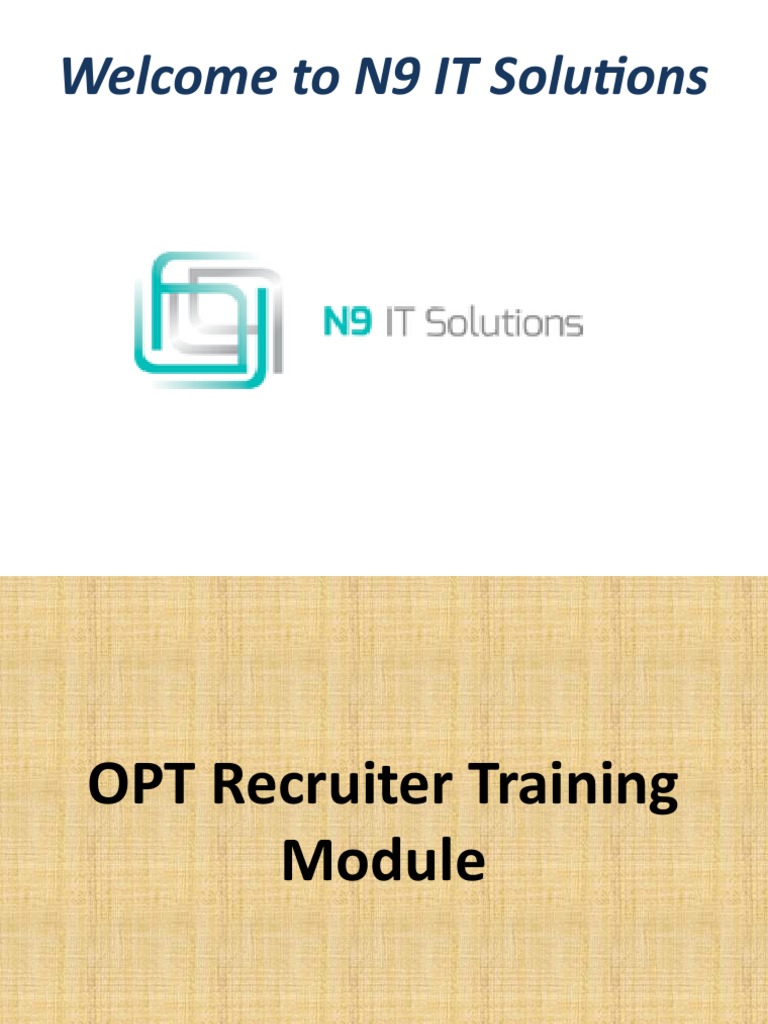 Welcome To N9 IT Solutions OPT Presentation | PDF | H 1 B Visa | Travel ...