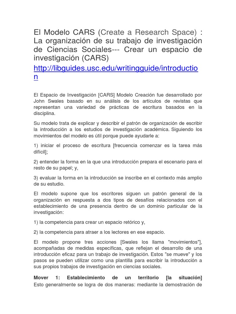 Modelo CARS | PDF | Escritura | Ciencias sociales