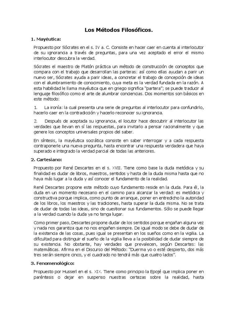 Métodos Filosóficos | PDF | Hermenéutica | Sócrates