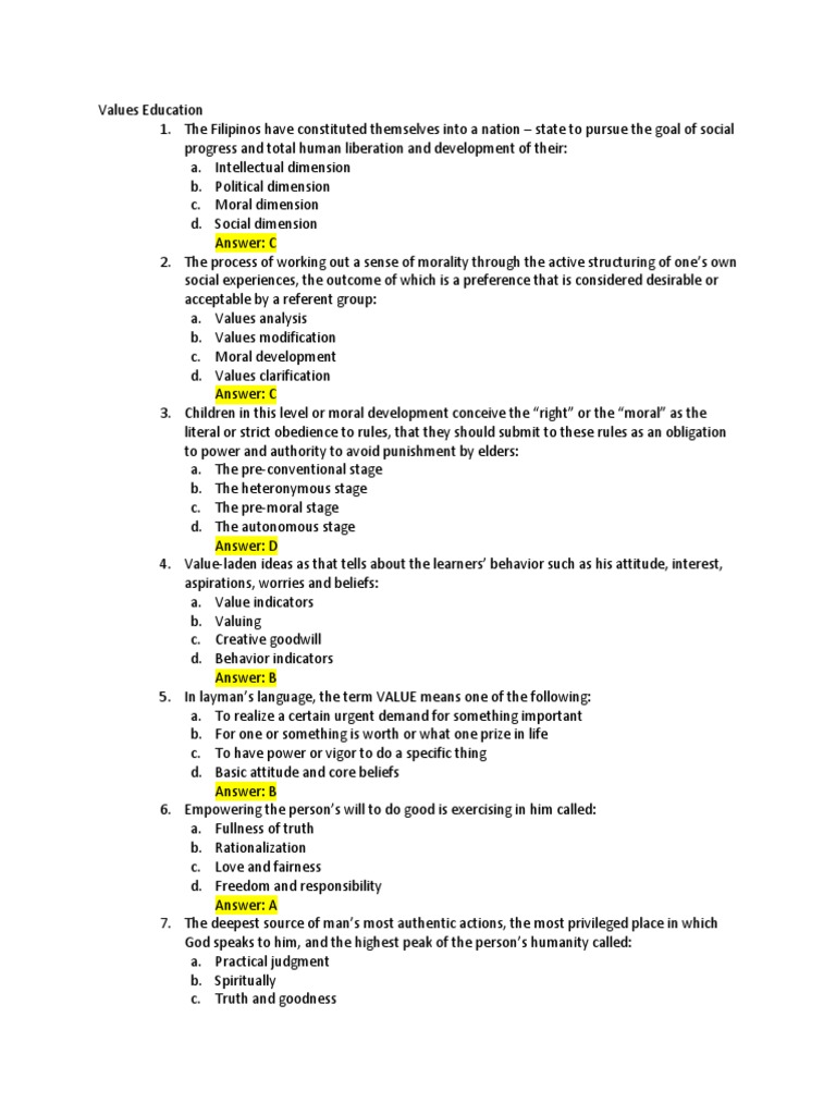 Values Education Let Reviewer Download Free Pdf Value Ethics