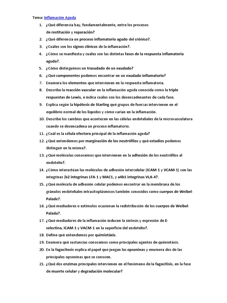 Preguntas Tipo Examen Patologia | PDF | Macrófago | Inflamación