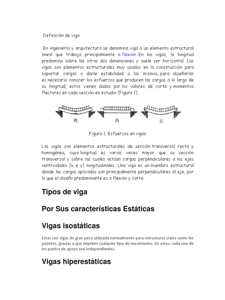 Tipos y características de vigas | PDF | Doblar | Mecanica clasica