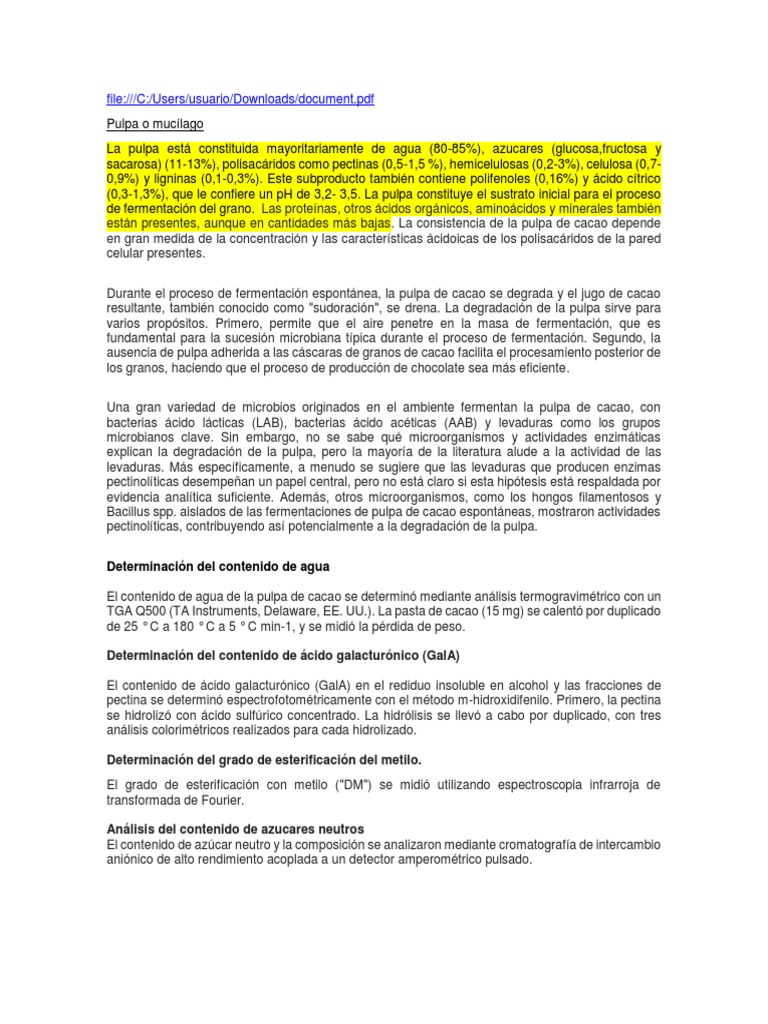 Composición Mucílago | PDF | Sacarosa | Ácido