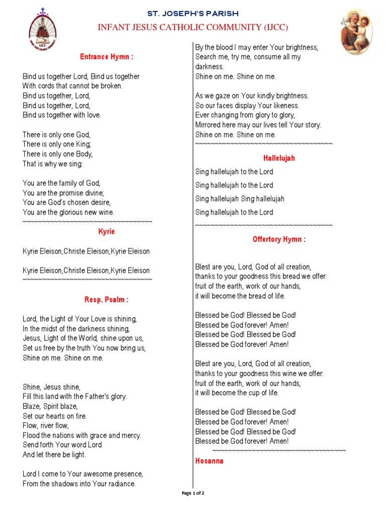 Infant Jesus Catholic Community (Ijcc) : Entrance Hymn | PDF | Mercy ...