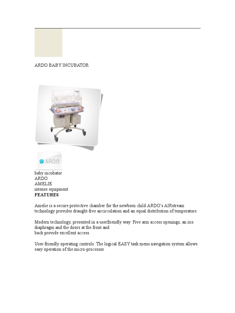 Ardo Baby Incubator | PDF