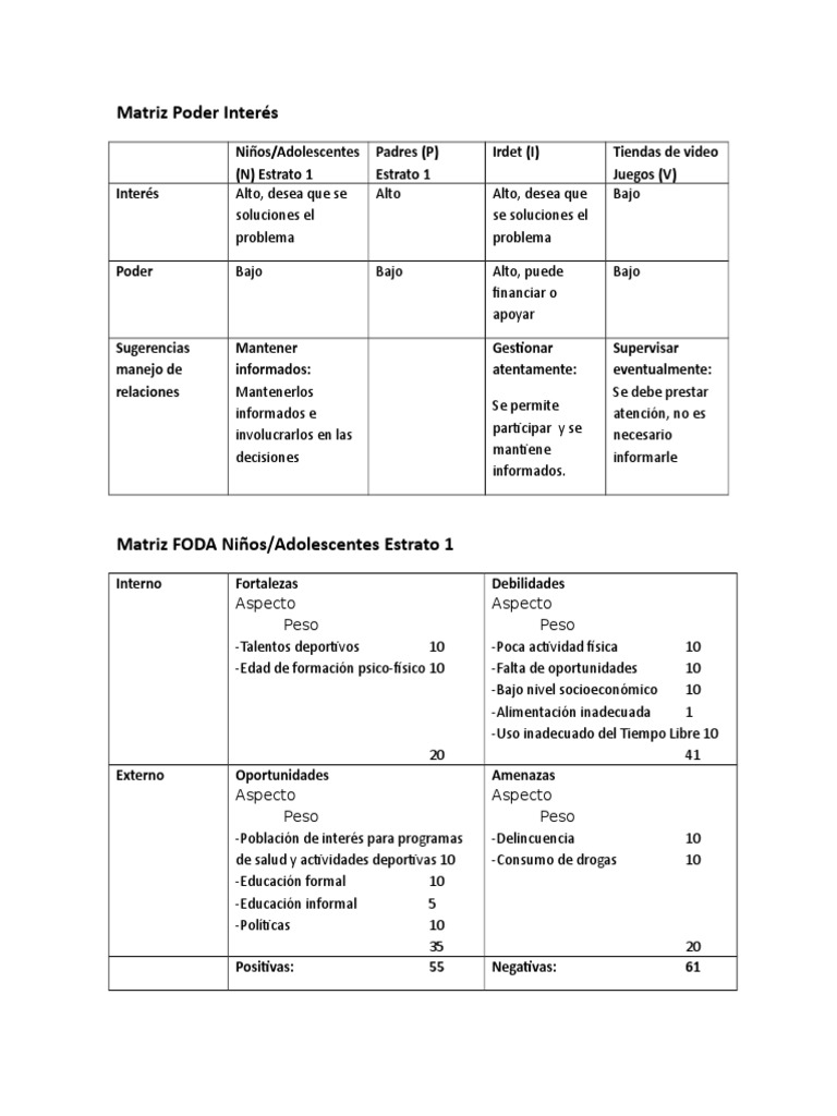 Matriz Poder Interés | PDF | Análisis FODA | Business
