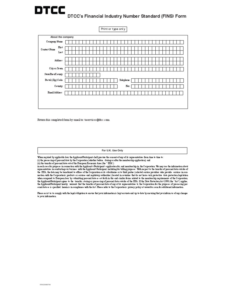 FINS Form | PDF | Information Privacy | Personally Identifiable Information