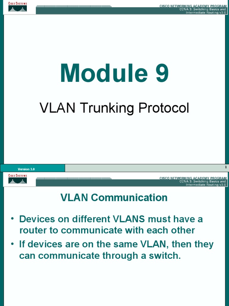 Ccna3mod9 - VLAN Trunking Protocol | PDF | Network Switch | Computer ...
