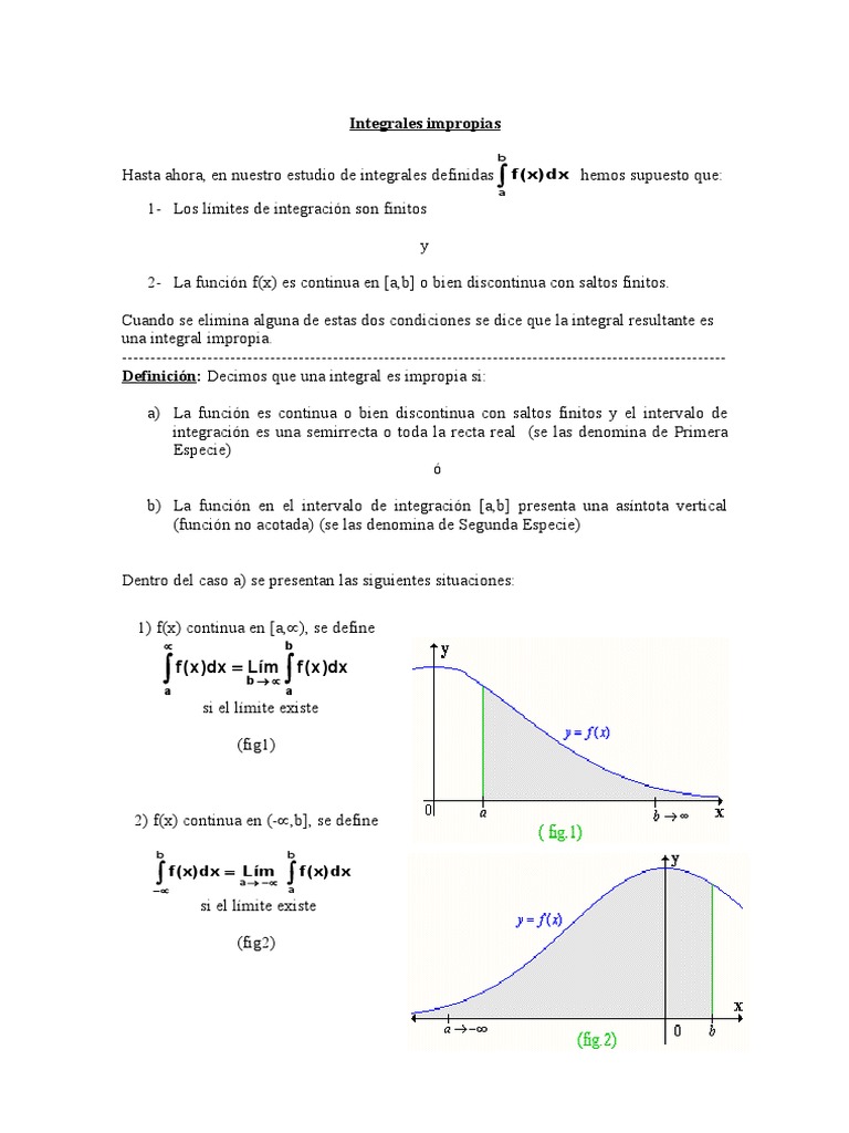 Integrales Impropias | PDF | Integral | Relaciones matematicas